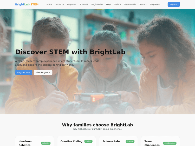 STEM Camp Website Template