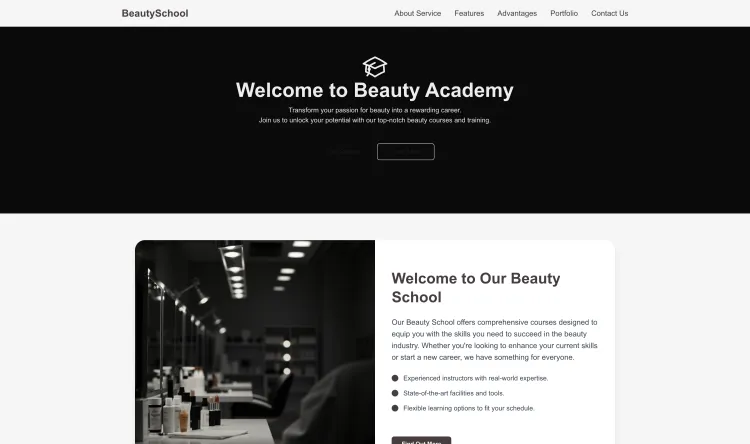 Beauty School Website Template