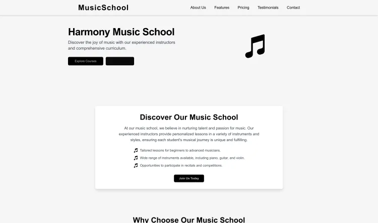 Music School Website Template