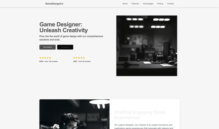 Game Designer Website Template