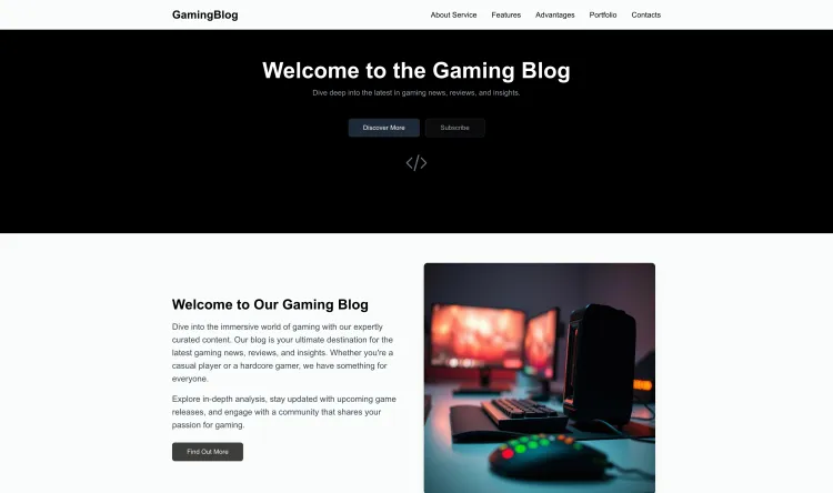 Gaming Blog (Dark) Website Template