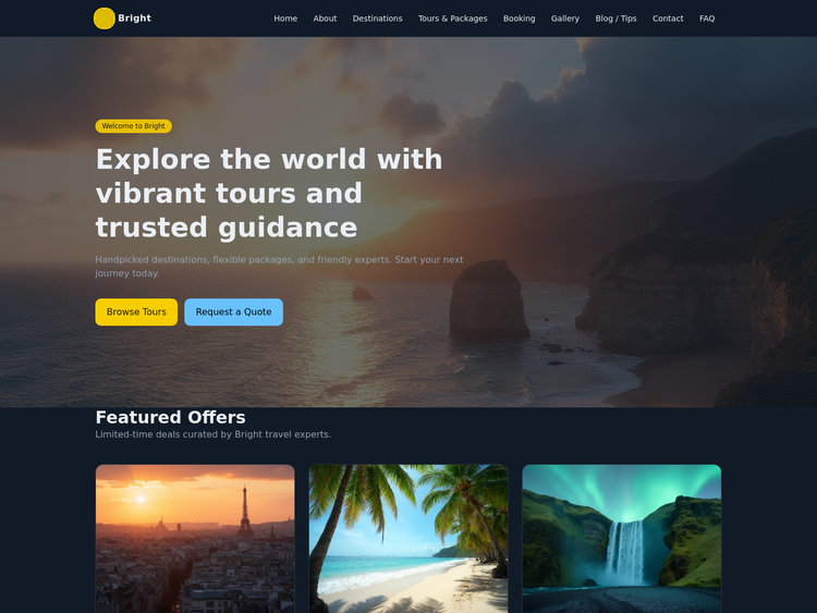 Tour Agency (Bright) Website Template